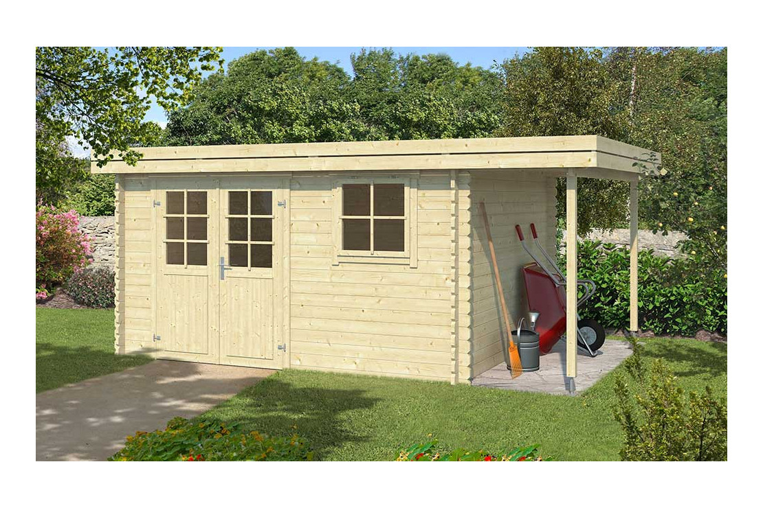 Abri De Jardin Toit Plat Avec Appentis Chartres 34Mm - 10.36 M² ... Abri De Jardin Toit Plat Avec Appentis Chartres 34Mm - 10.36 M² ...